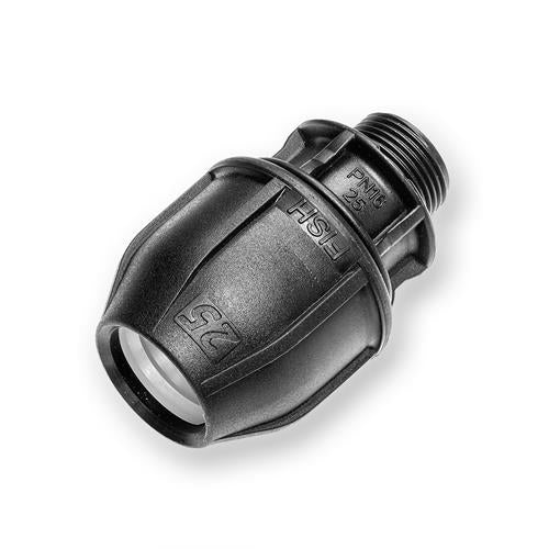 PE coupling AG 25mm x 3/4 inch external thread for connecting PE pipes